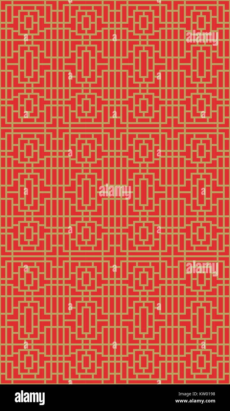 Golden seamless Chinese window tracery lattice geometry square line ...