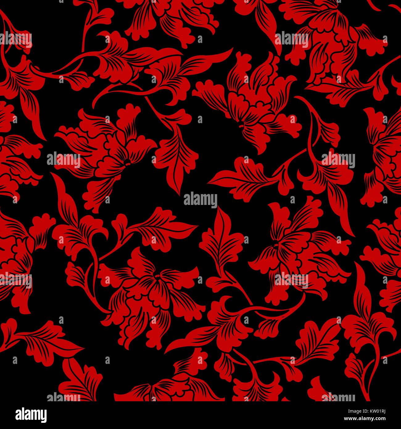 Seamless Chinese Background Nature Botanic Leaf Stock Vector Image ...