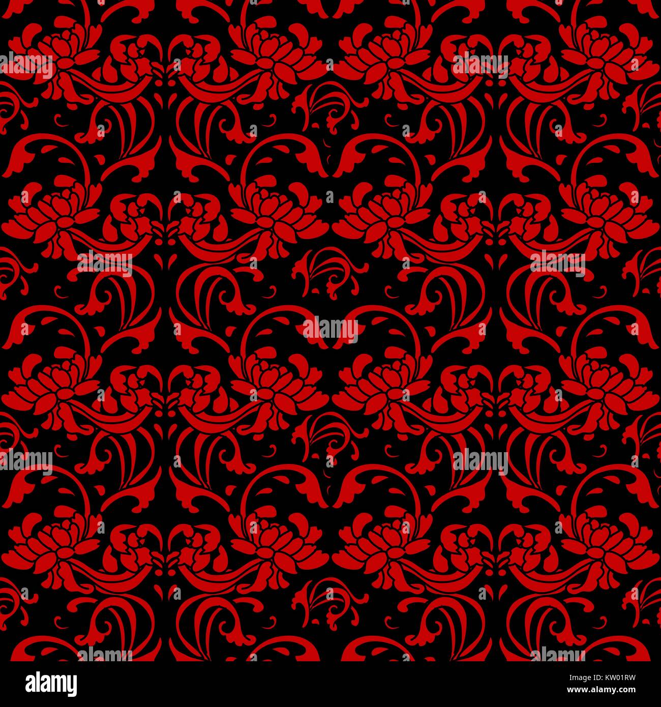 Seamless Chinese Background Garden Spiral Curve Flower Vine Stock ...