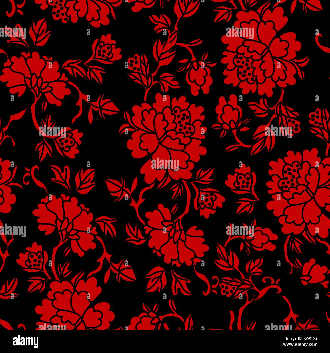 Seamless Chinese Background Botanic Garden Flower Leaf Stock Vector ...