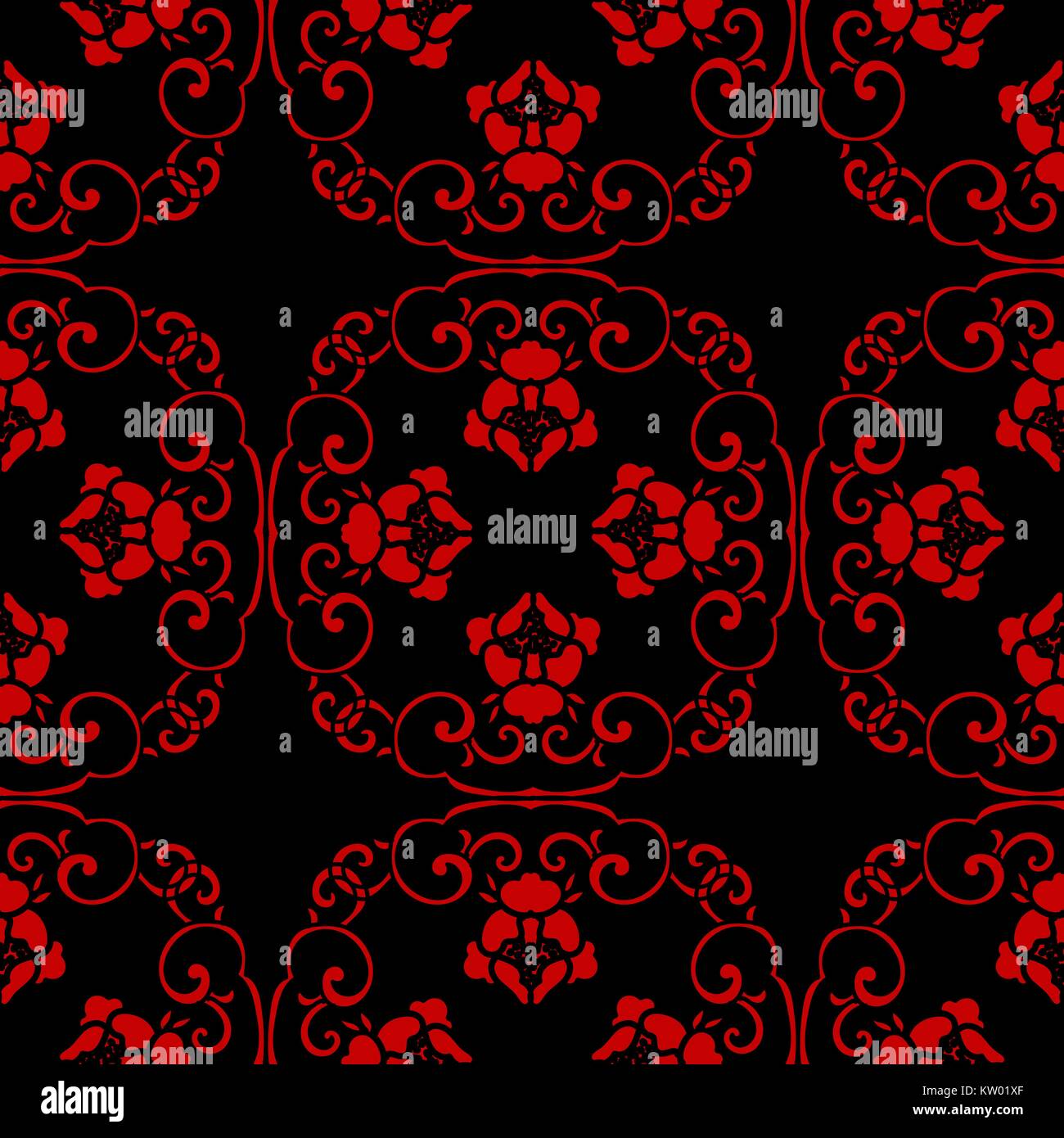 Seamless Chinese Background Spiral Cross Chain Flower Stock Vector ...