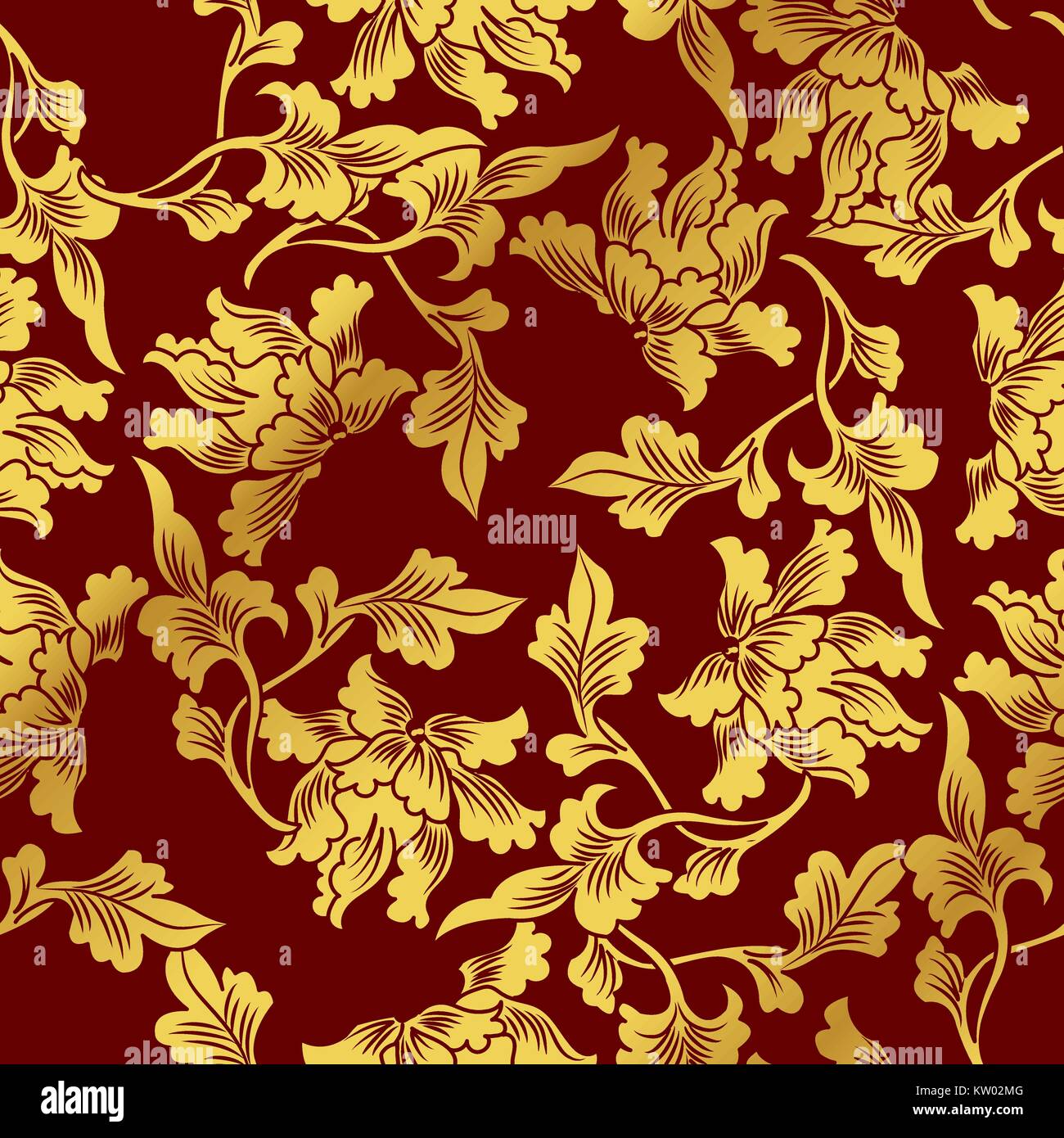Seamless Golden Chinese Background Nature Botanic Leaf Stock Vector ...