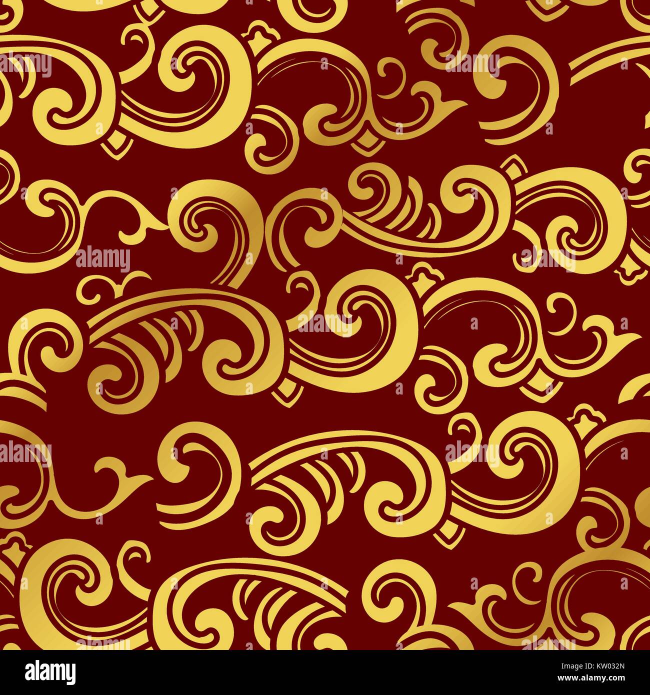 Seamless Golden Chinese Background Spiral Curve Wave Cross Stock Vector ...