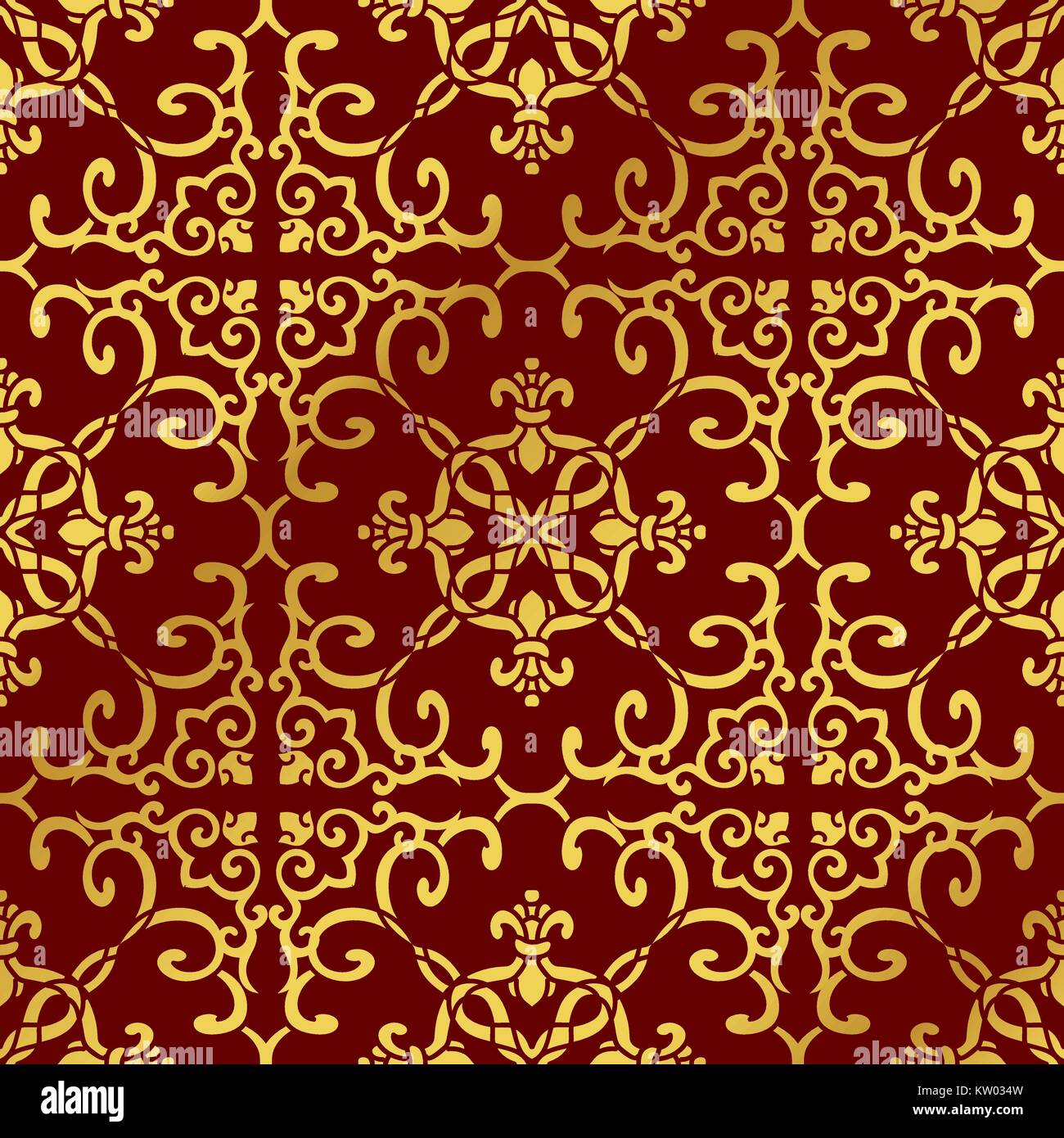 Seamless Golden Chinese Background Curve Spiral Cross Chain Stock ...