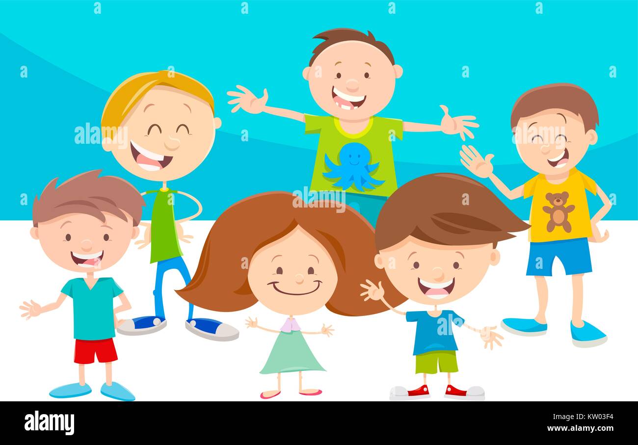 Cartoon Illustration of Happy Children Characters Set Stock Vector ...