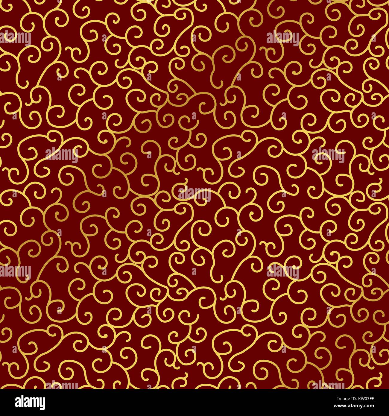 Seamless Golden Chinese Background spiral curve vine line chintz Stock ...