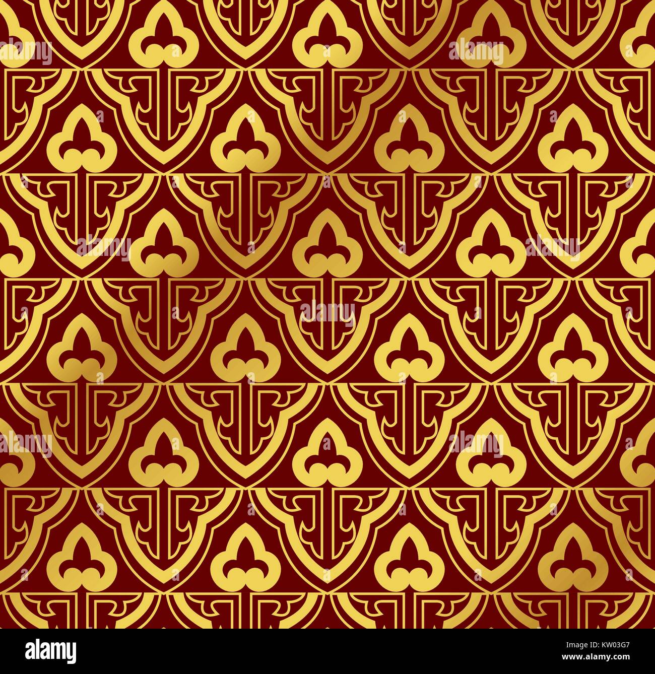 Seamless Golden Chinese Background Chinese curve outline geometry frame ...