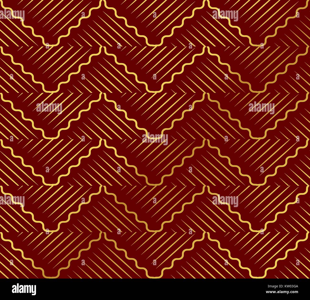 Seamless Golden Chinese Background oriental curve wave cross geometry ...