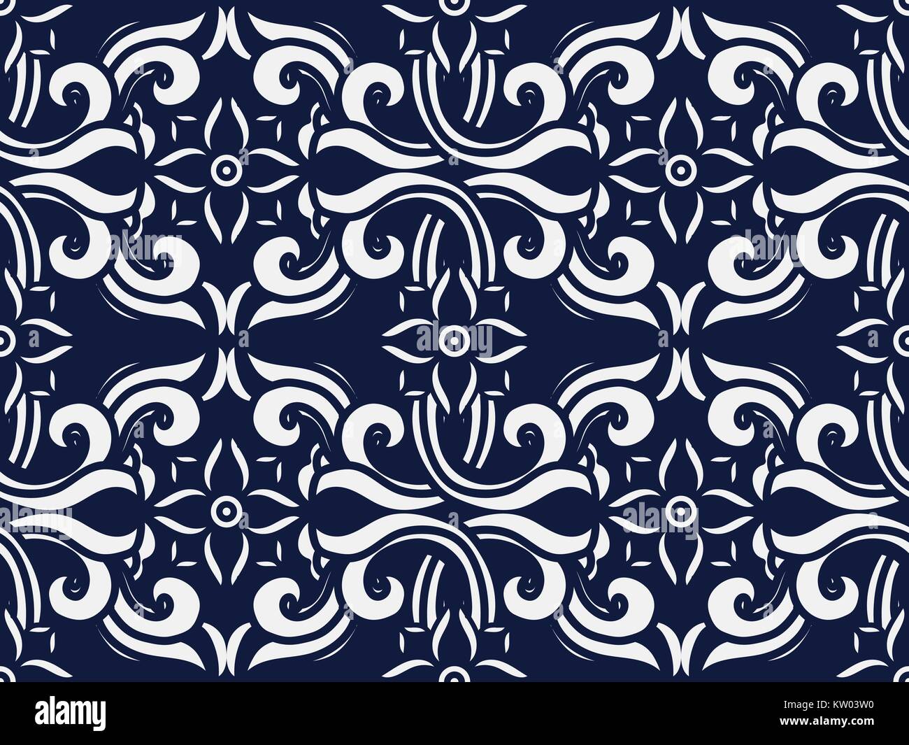 Seamless Blue Japanese Background Curve Cross Spiral Flower Stock ...