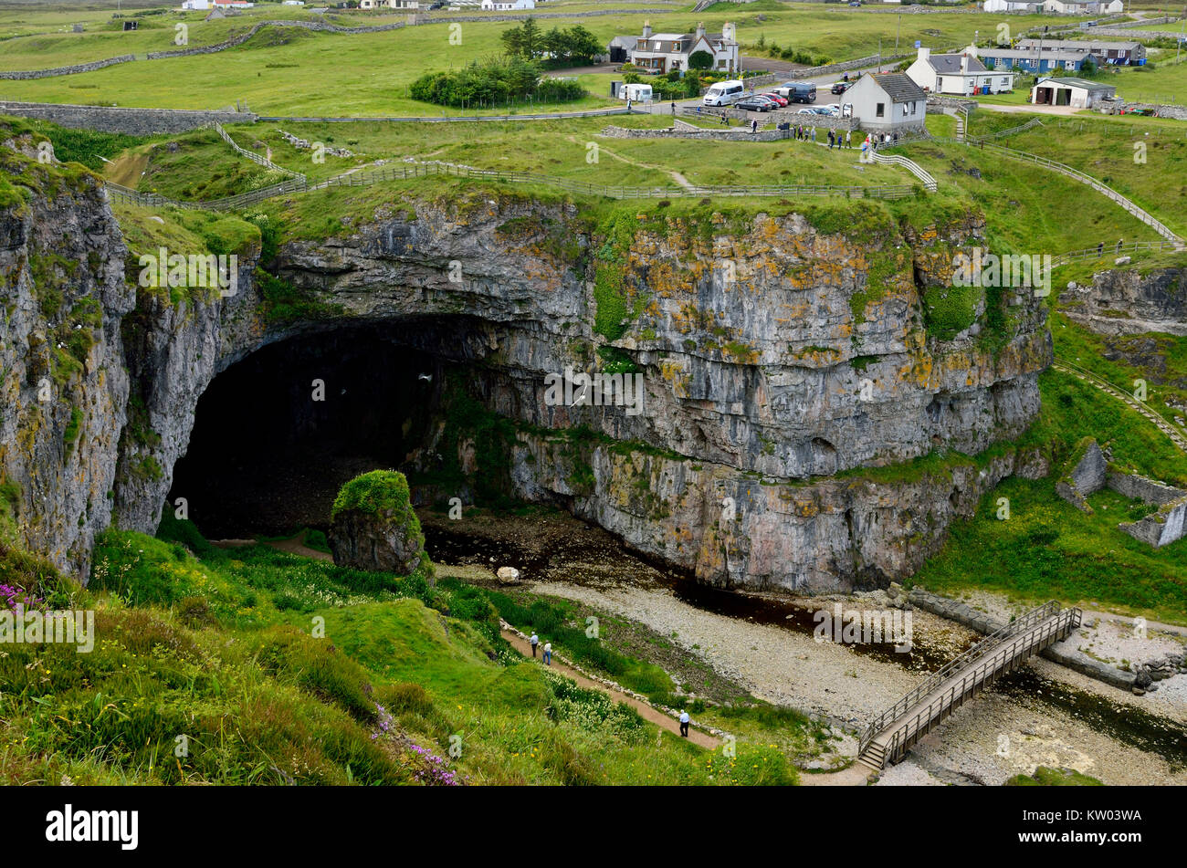 Scotland, highlands, two-pronged mattock cave Smoo Cave with Durness ...
