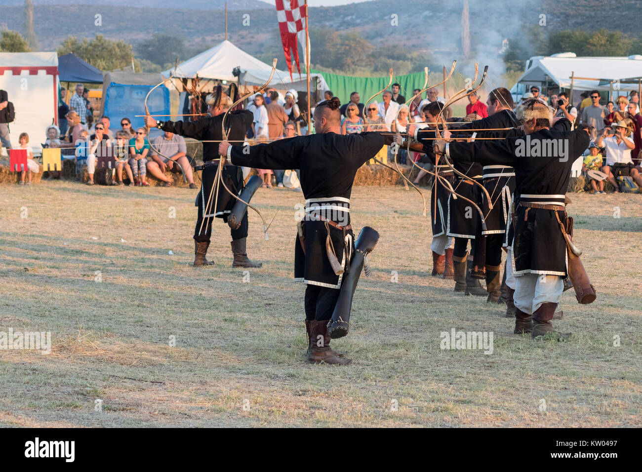 VRANA, CROATIA - AUGUST 18, 2017: Days of knights of Vrana. Archers ...