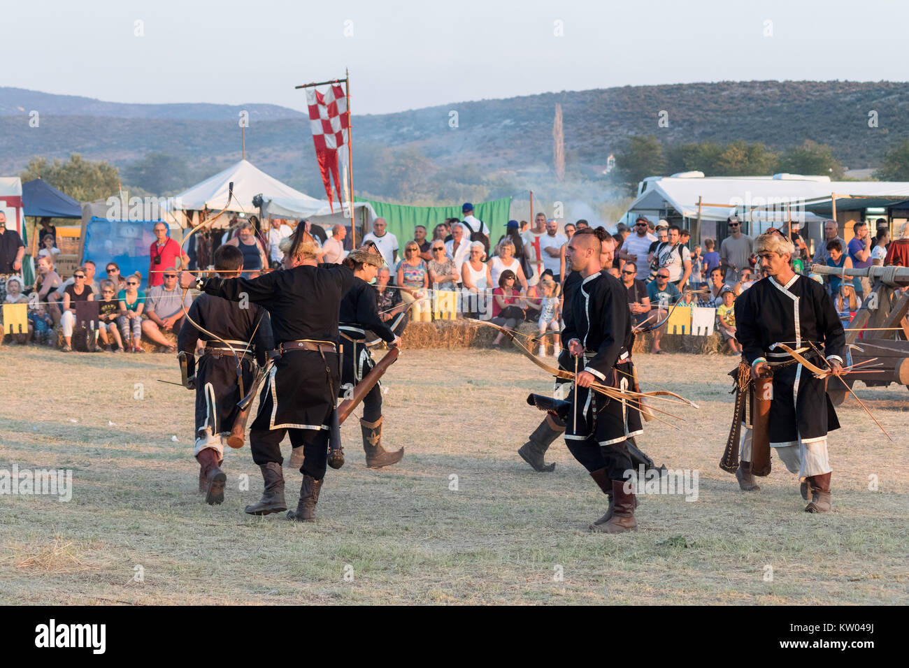 VRANA, CROATIA - AUGUST 18, 2017: Days of knights of Vrana. Archers ...