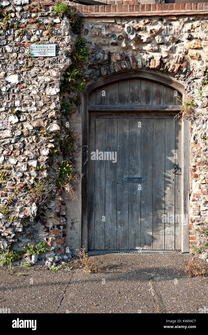 Ancient wooden door on the North West Tower which is part of the ...
