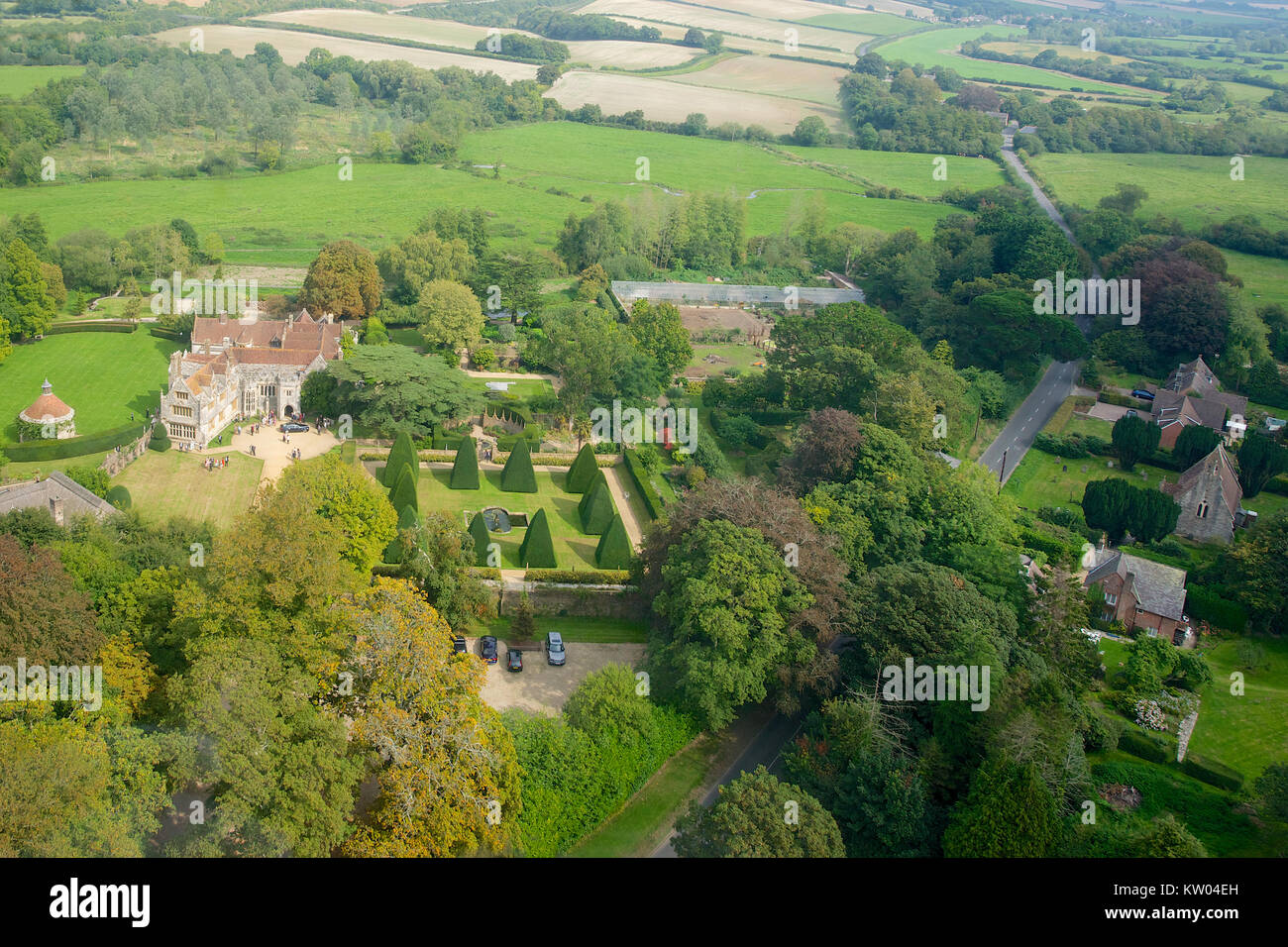 Athelhampton House viewed from a helicopter Stock Photo - Alamy
