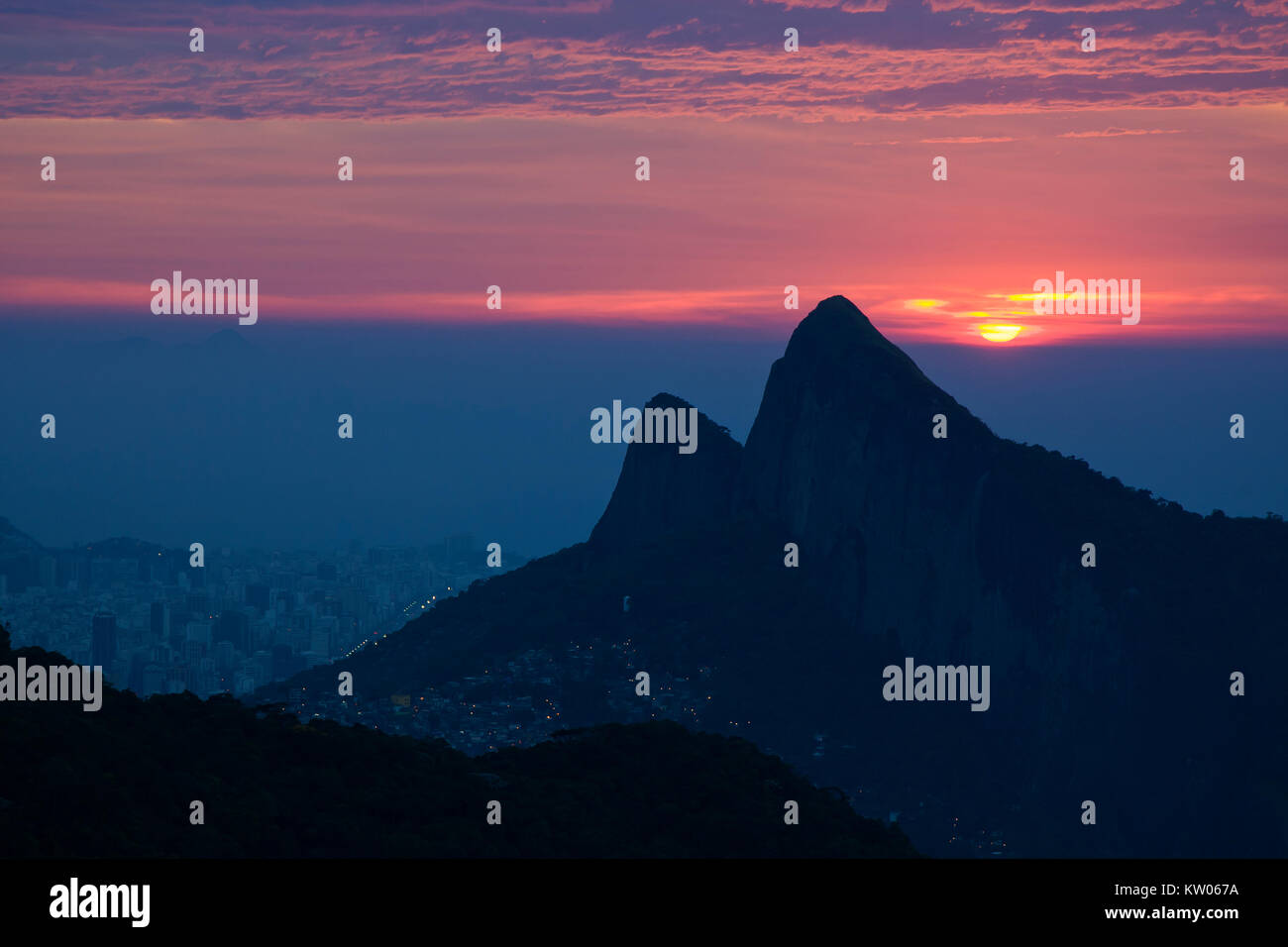 Two Brothers Hill at sunrise, Rio de Janeiro, Brazil Stock Photo - Alamy