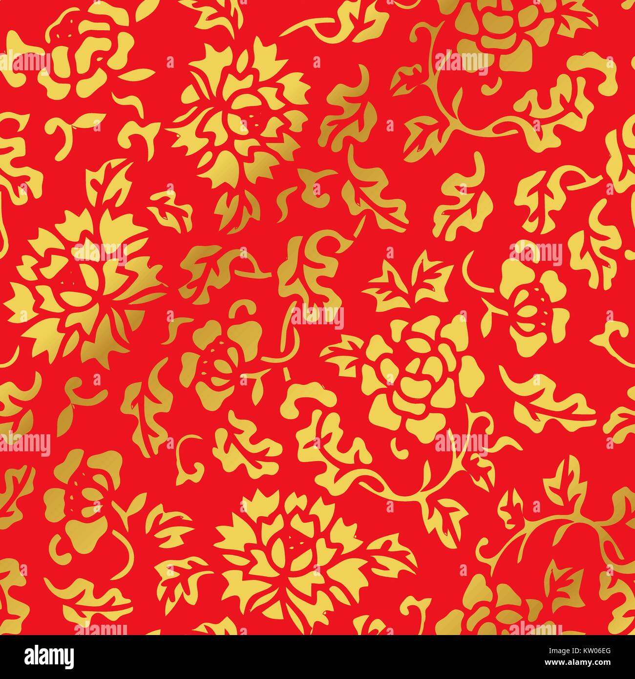 Seamless Golden Chinese Background Botanic Garden Flower Leaf Stock ...