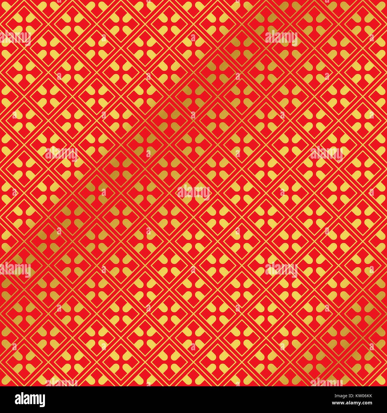 Seamless Golden Chinese Background square check cross geometry frame ...