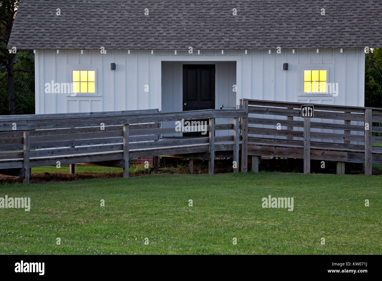 NC01175-00...NORTH CAROLINA - Restroom, viewed at dusk, at Bodie Island ...