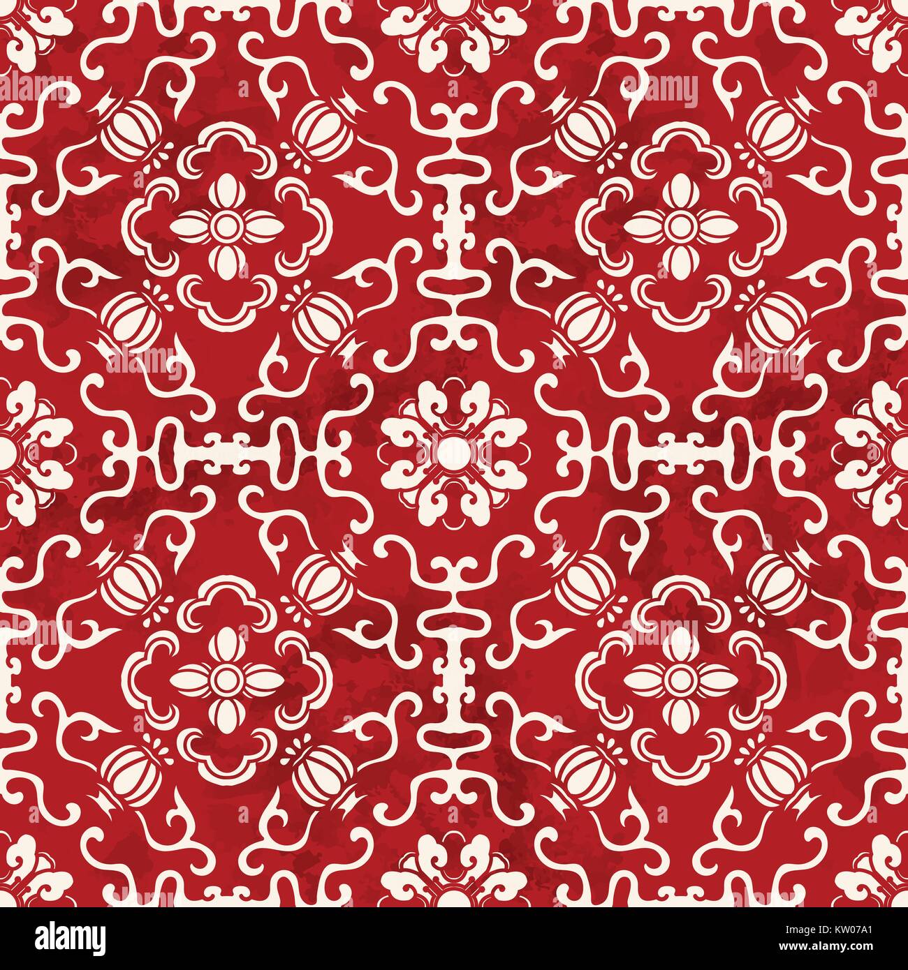 Seamless Vintage Red Chinese Background Round Spiral Frame Flower Stock ...