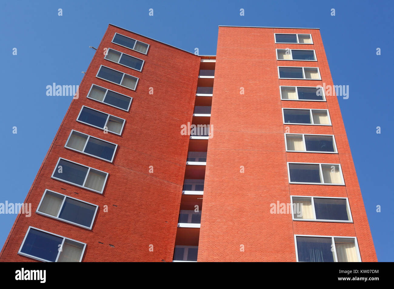 red Block of Flats, residential building Stock Photo - Alamy