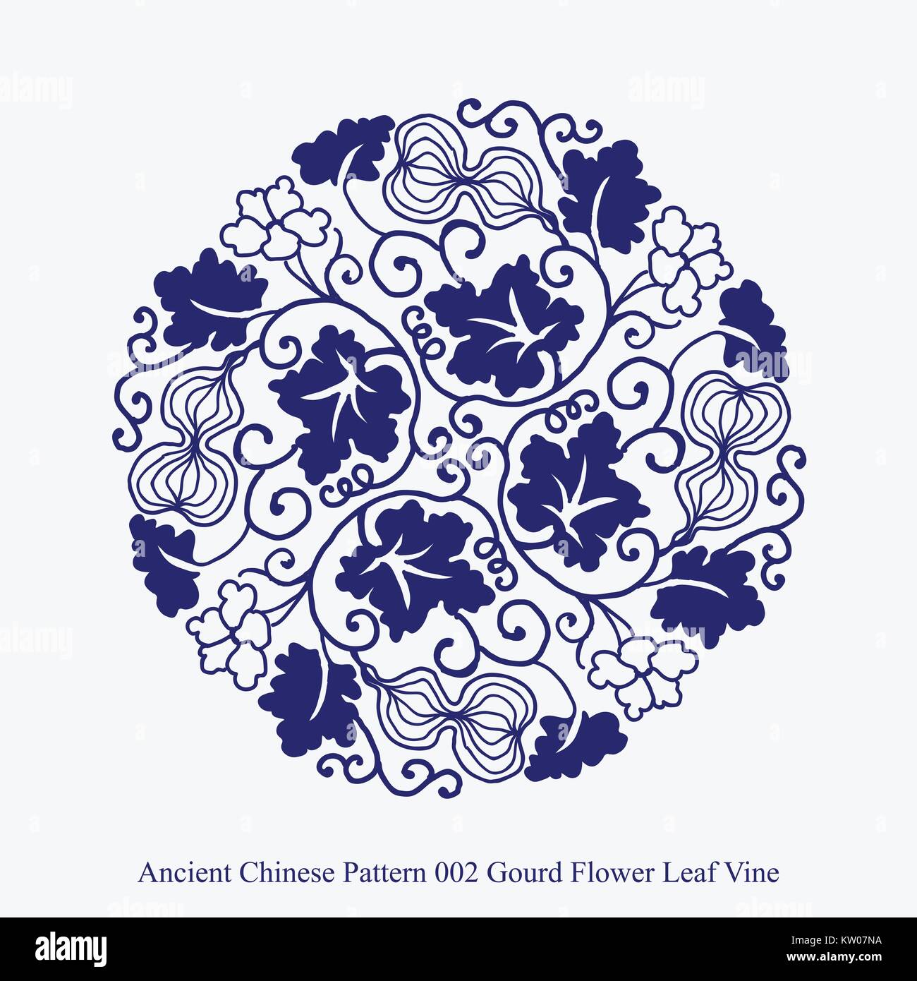 Ancient Chinese Pattern of Gourd Flower Leaf Vine Stock Vector Image ...