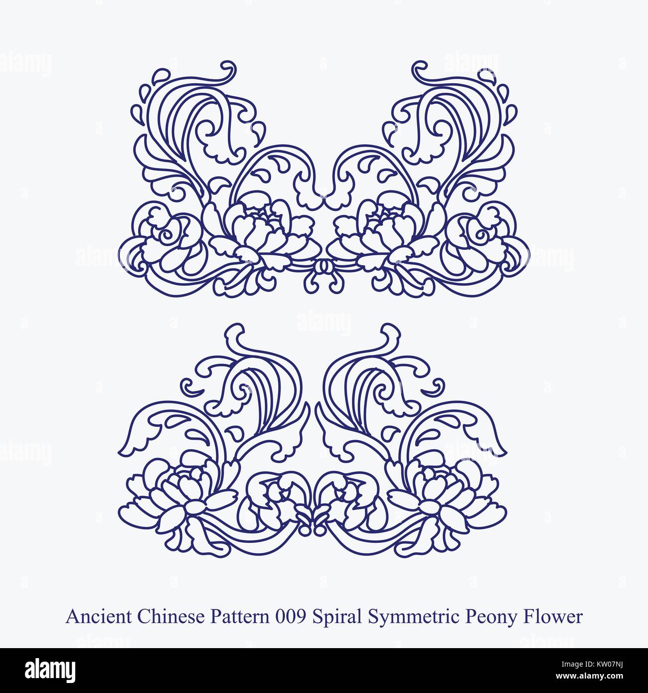 Ancient Chinese Pattern of Spiral Symmetric Peony Flower Stock Vector ...