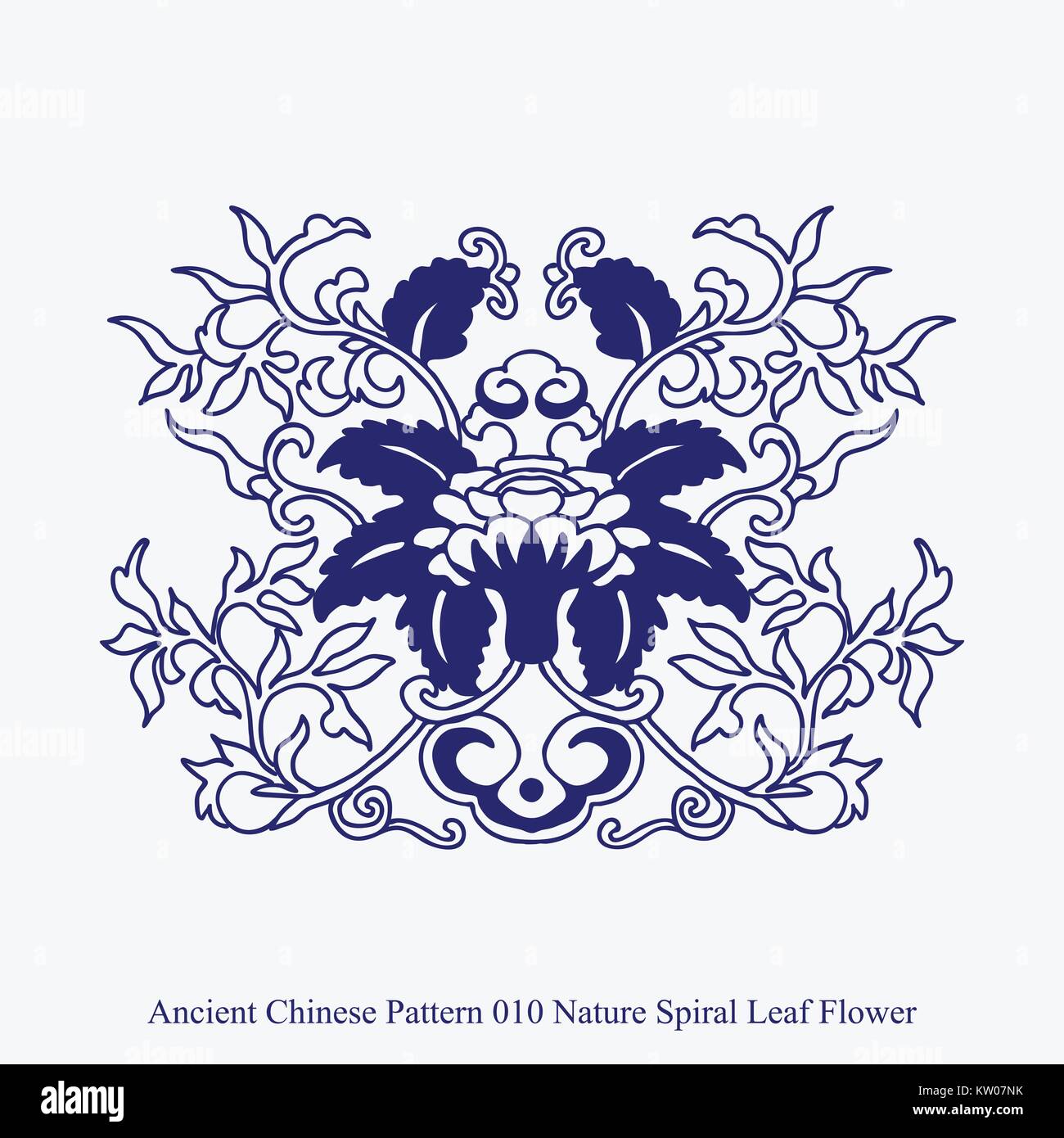 Ancient Chinese Pattern of Nature Spiral Leaf Flower Stock Vector Image ...