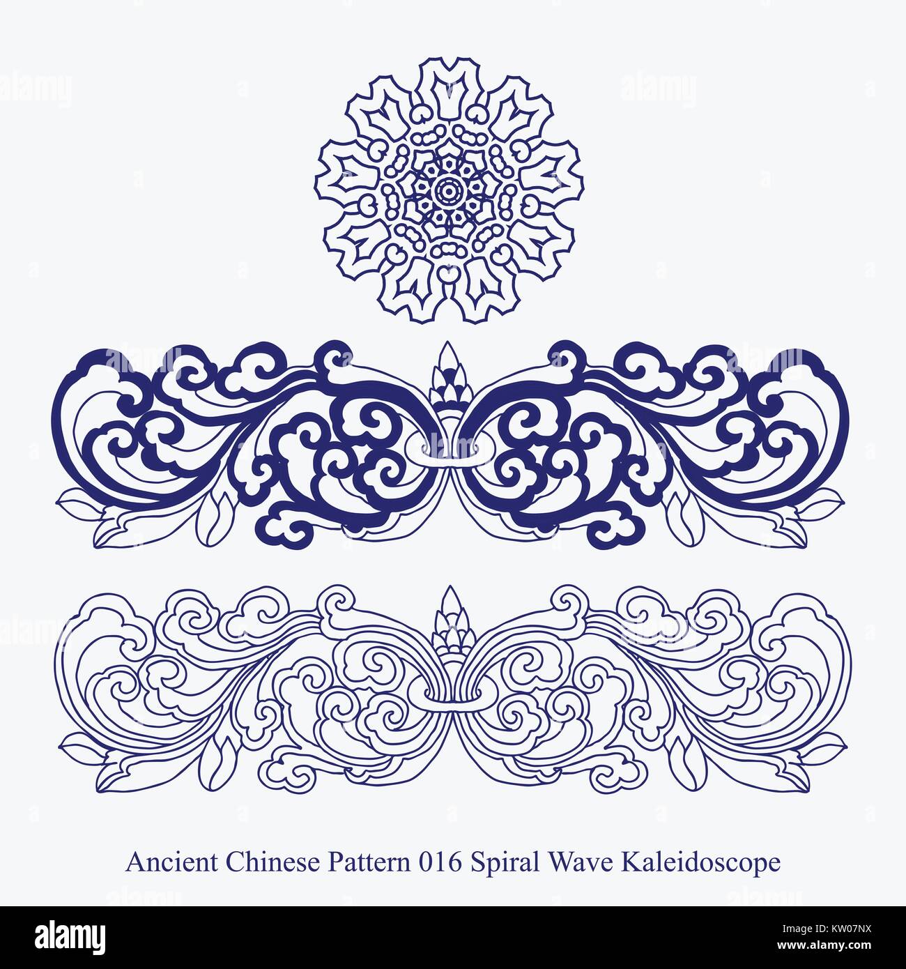 Ancient Chinese Pattern of Spiral Wave Kaleidoscope Stock Vector Image ...