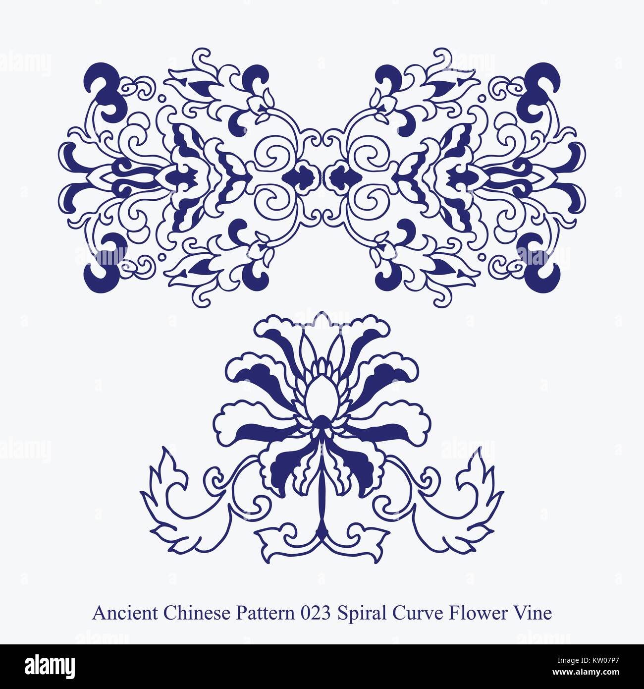 Ancient Chinese Pattern of Spiral Curve Flower Vine Stock Vector Image ...