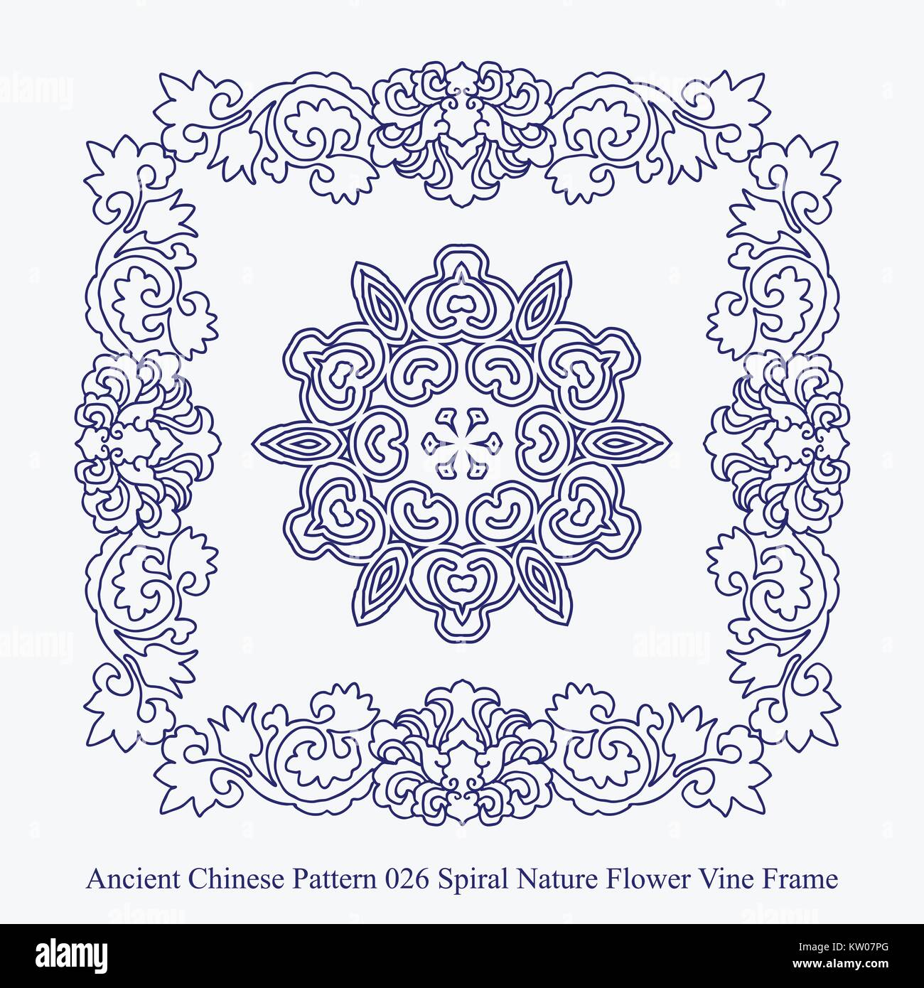 Ancient Chinese Pattern of Spiral Nature Flower Vine Frame Stock Vector ...