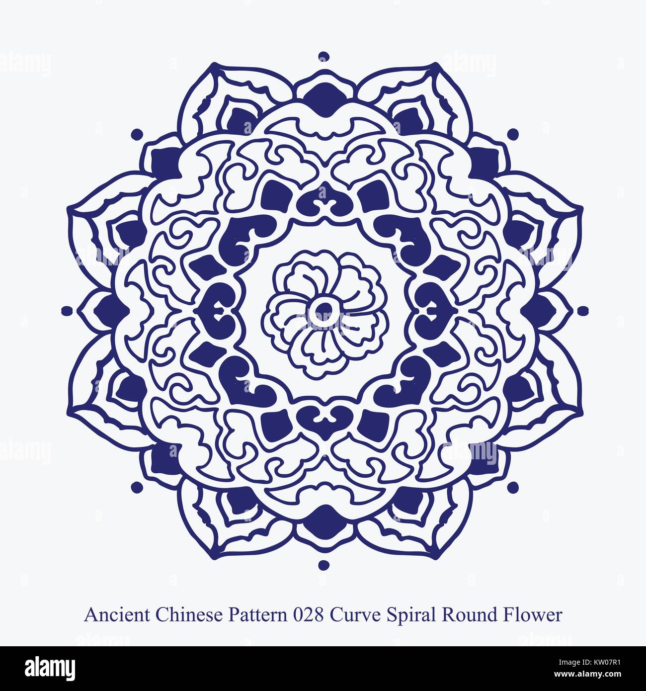 Ancient Chinese Pattern of Curve Spiral Round Flower Stock Vector Image ...