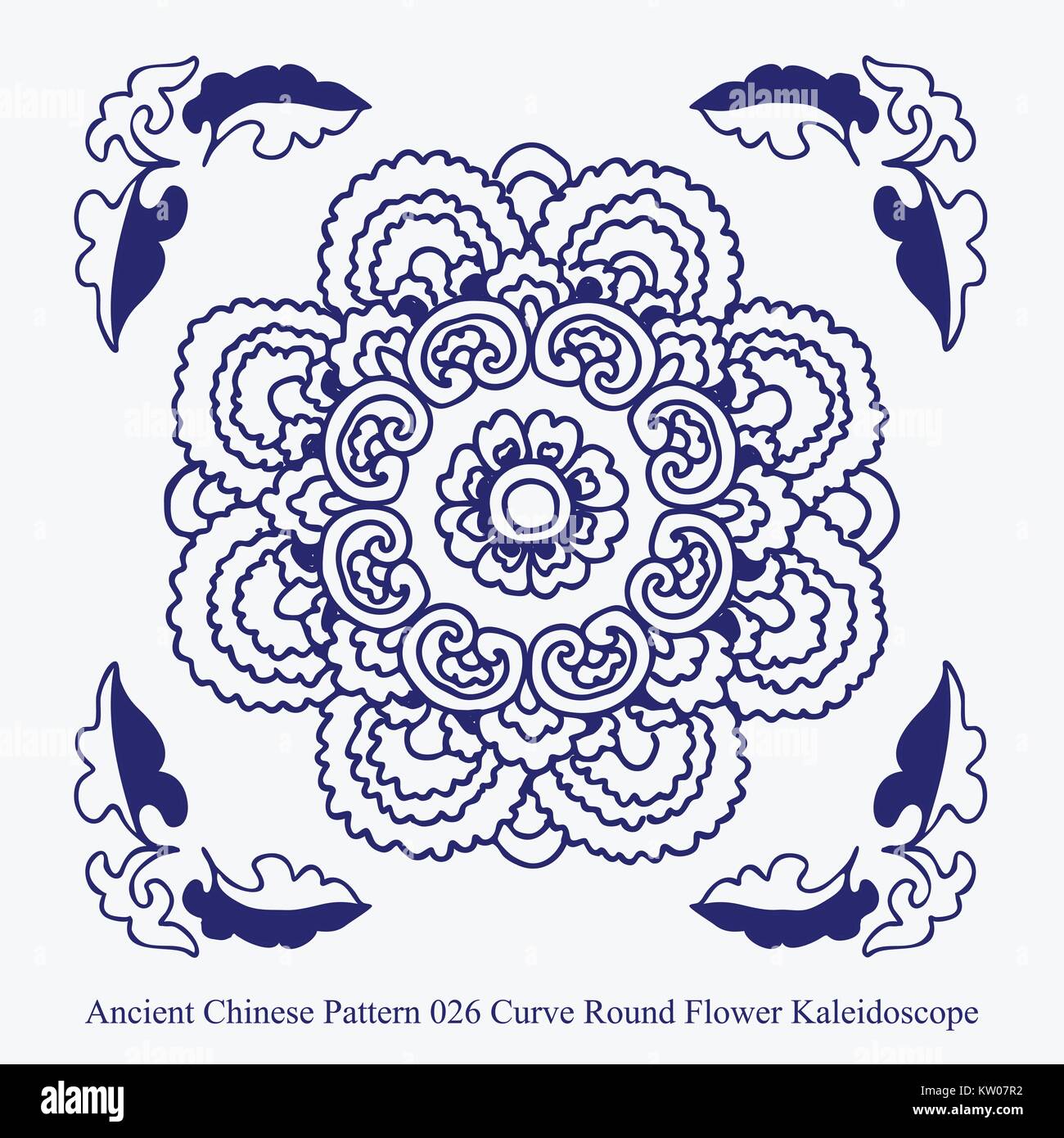 Ancient Chinese Pattern of Curve Round Flower Kaleidoscope Stock Vector ...