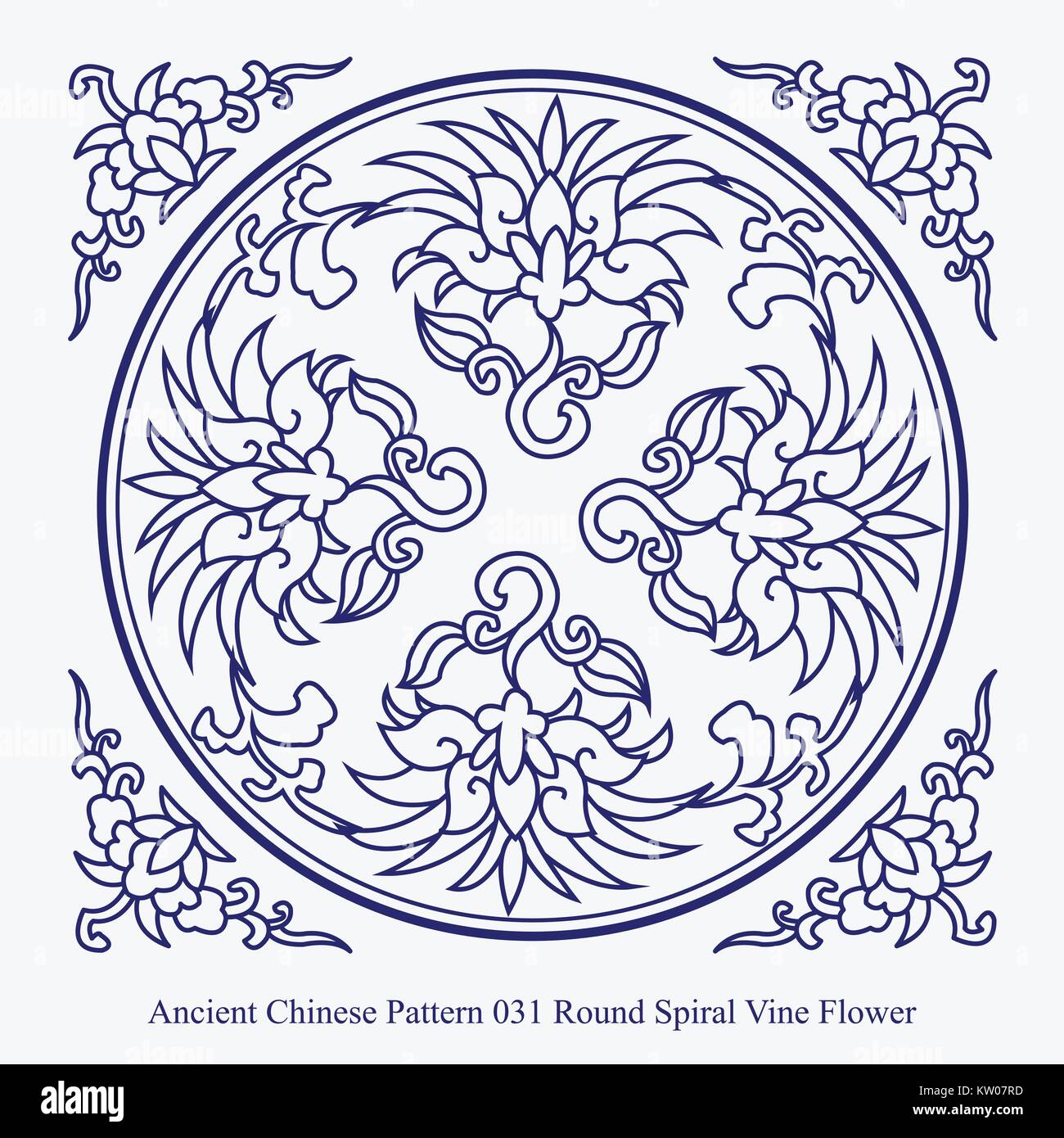 Ancient Chinese Pattern of Round Spiral Vine Flower Stock Vector Image ...