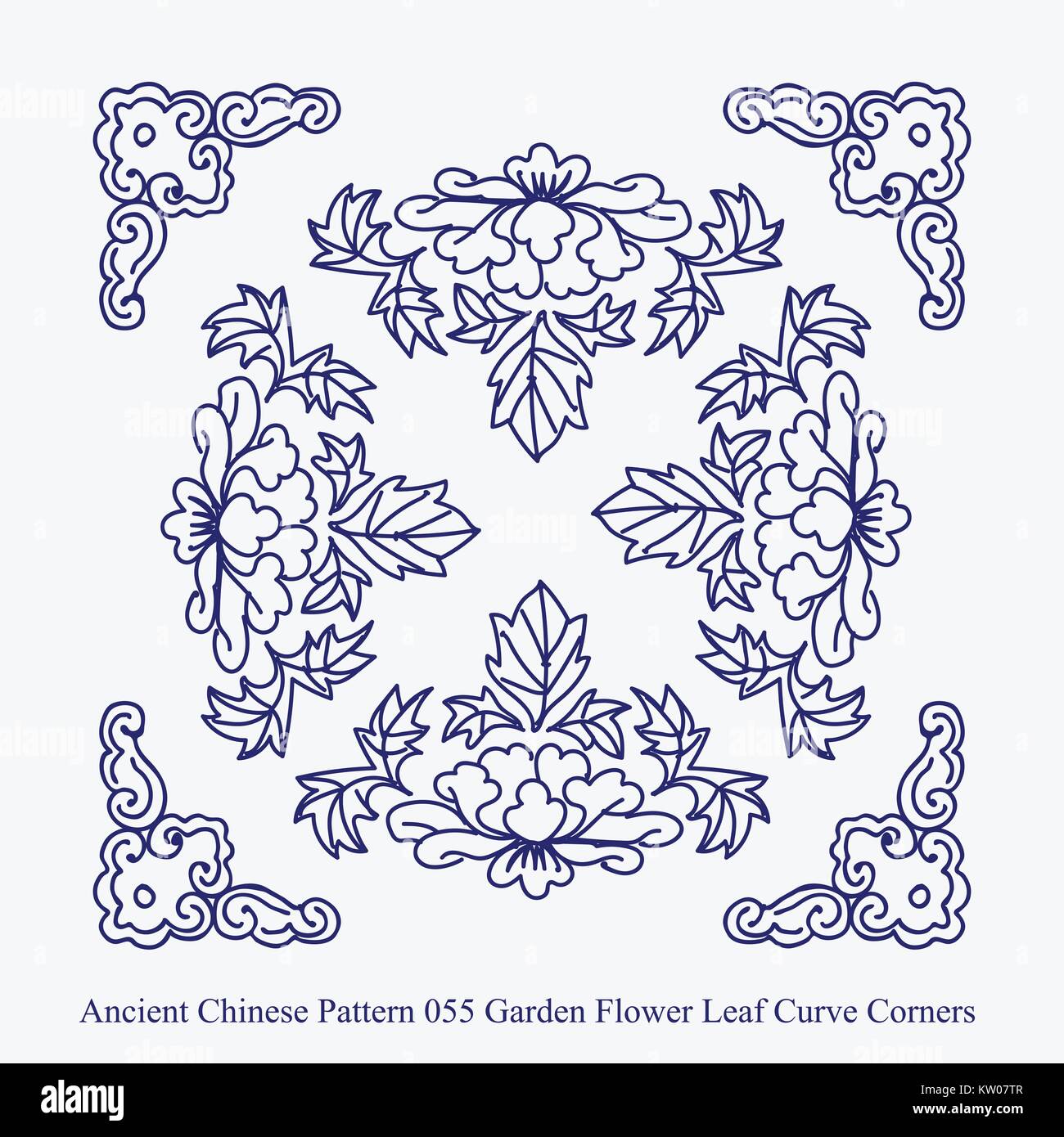 Ancient Chinese Pattern of Garden Flower Leaf Curve Corners Stock ...