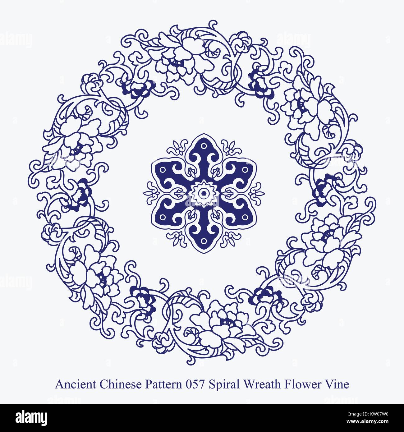 Ancient Chinese Pattern of Spiral Wreath Flower Vine Stock Vector Image ...