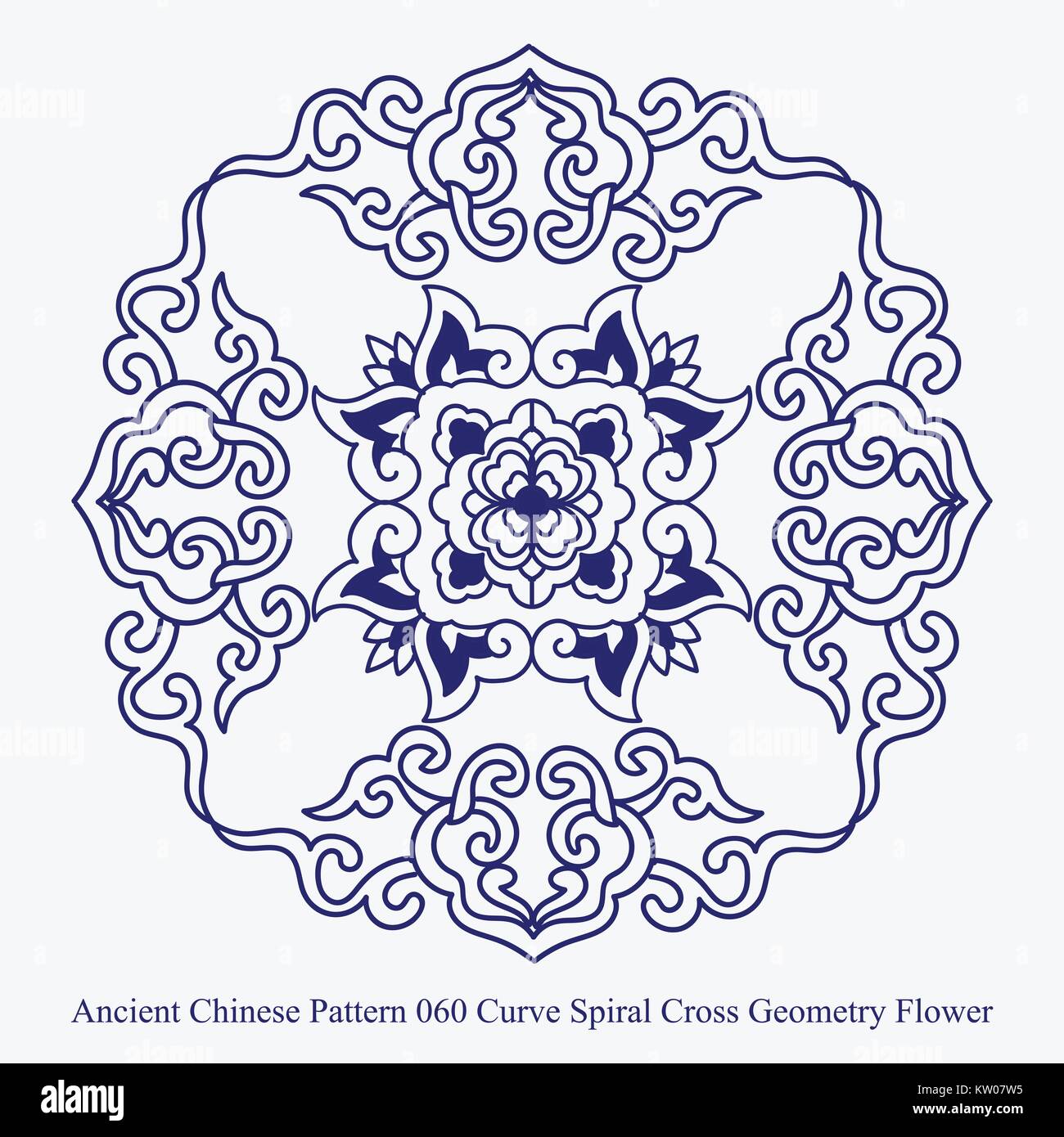 Ancient Chinese Pattern of Curve Spiral Cross Geometry Flower Stock ...