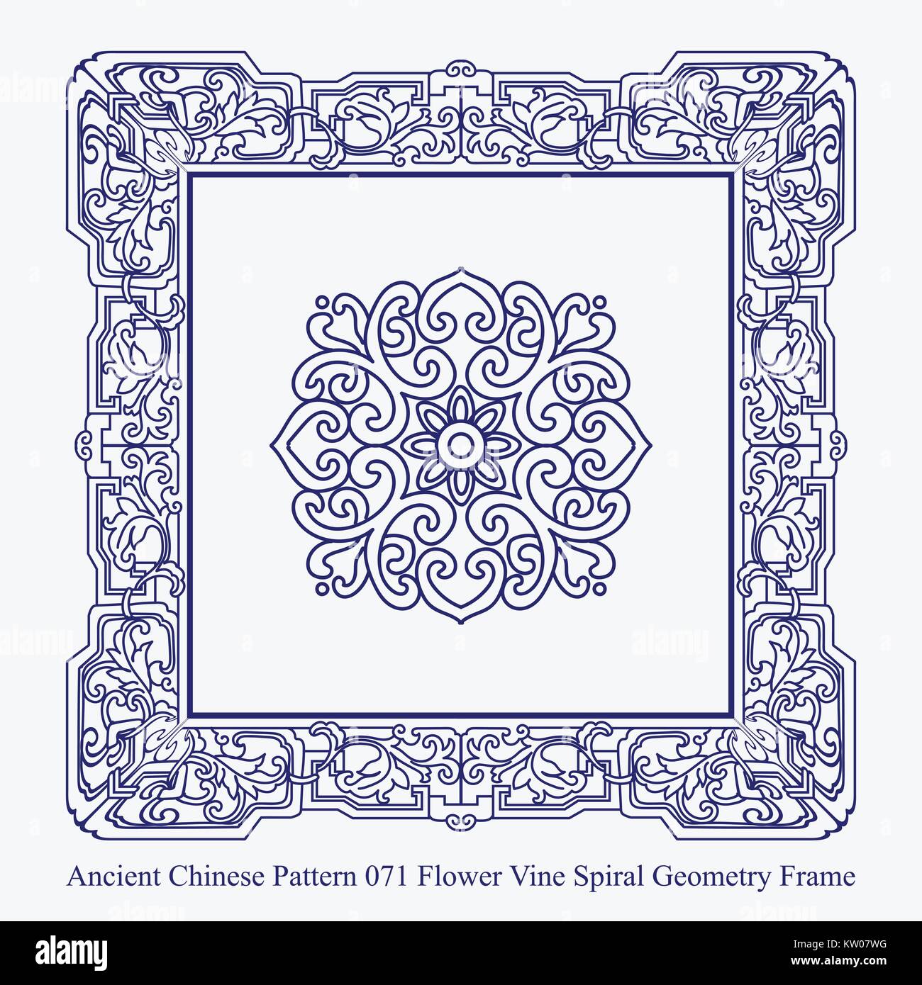 Ancient Chinese Pattern of Flower Vine Spiral Geometry Frame Stock ...