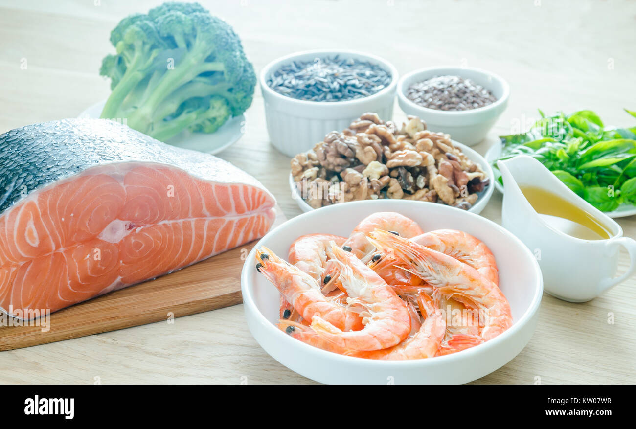 Plant-based and animal sources of Omega-3 acids Stock Photo - Alamy