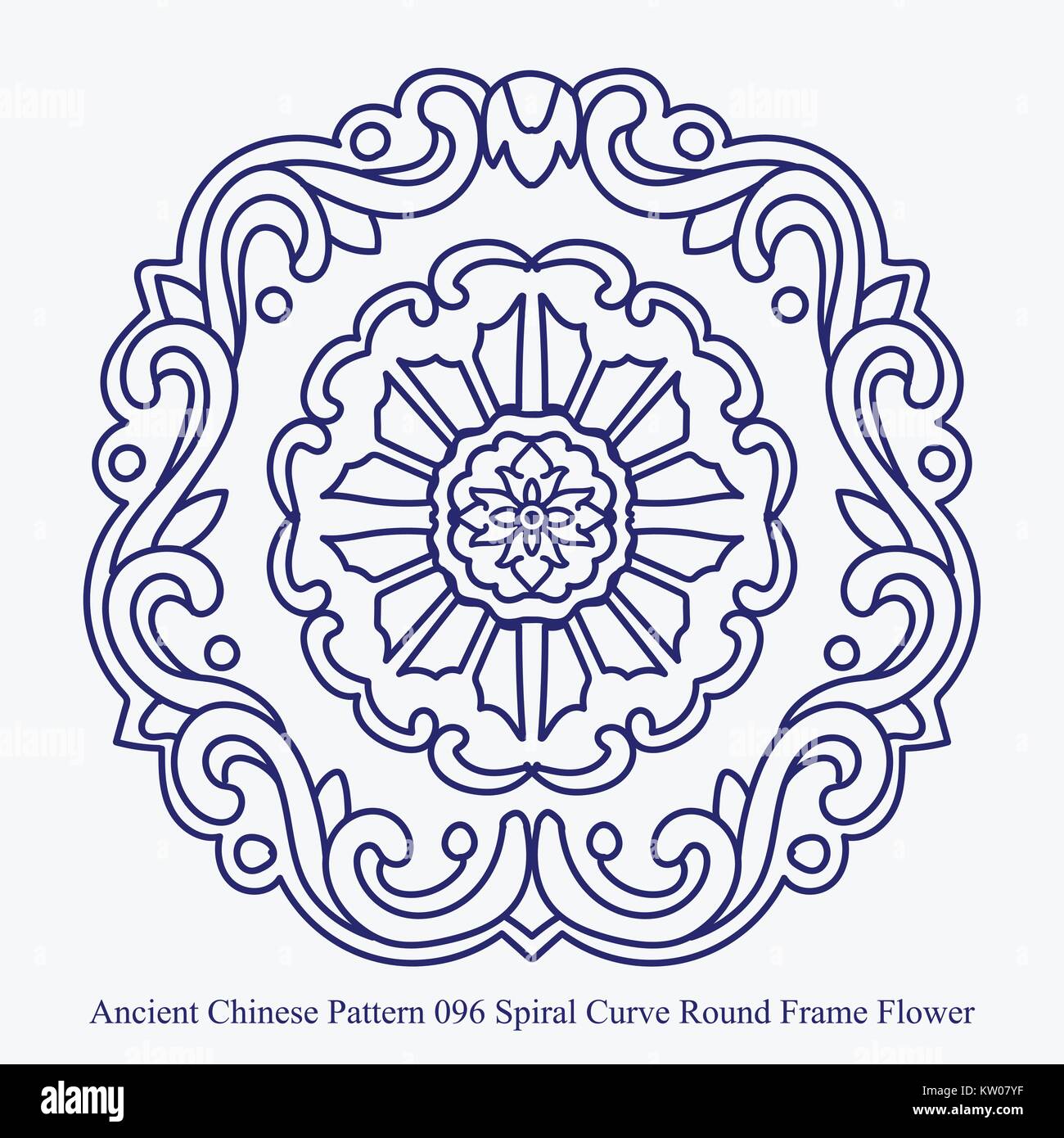 Ancient Chinese Pattern of Spiral Curve Round Frame Flower Stock Vector ...