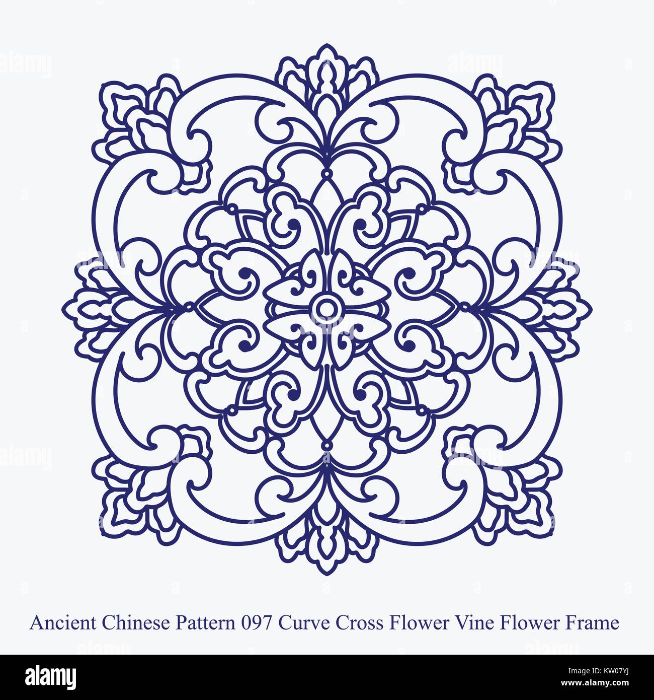 Ancient Chinese Pattern of Curve Cross Flower Vine Frame Stock Vector ...