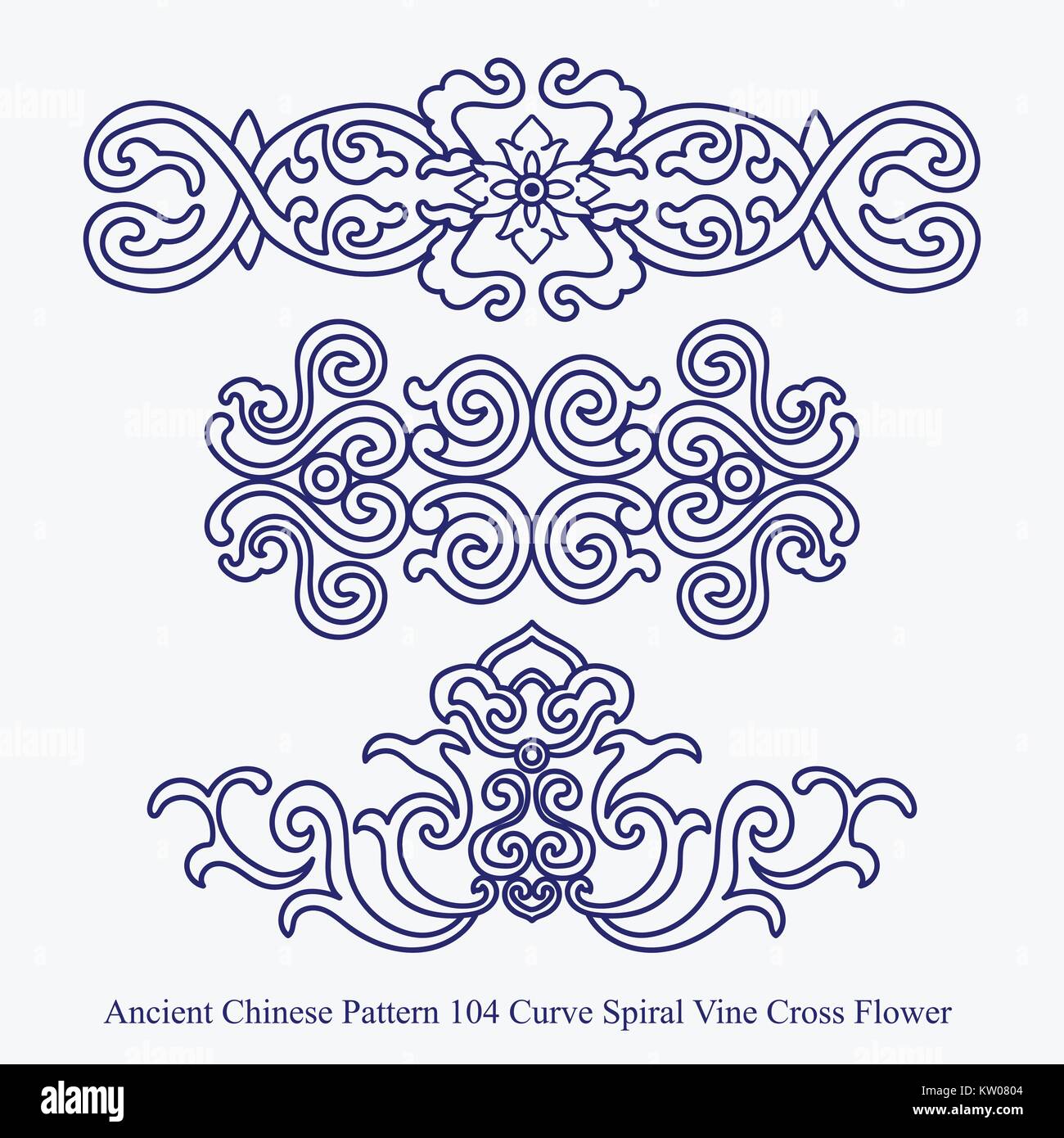 Ancient Chinese Pattern of Curve Spiral Vine Cross Flower Stock Vector ...
