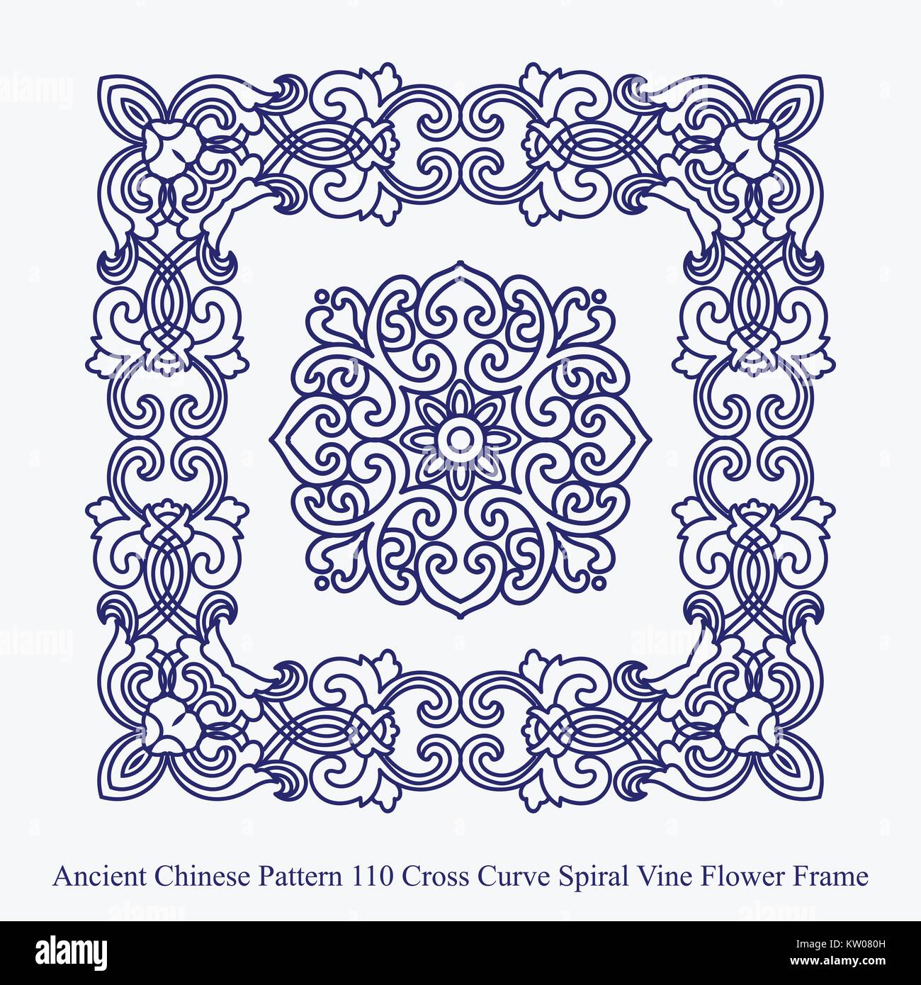 Ancient Chinese Pattern of Cross Curve Spiral Vine Flower Frame Stock ...