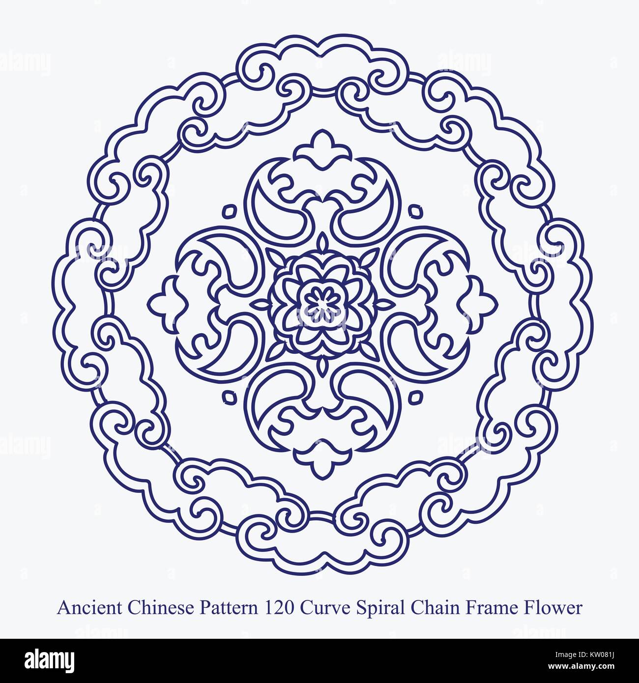 Ancient Chinese Pattern of Curve Spiral Chain Frame Flower Stock Vector ...