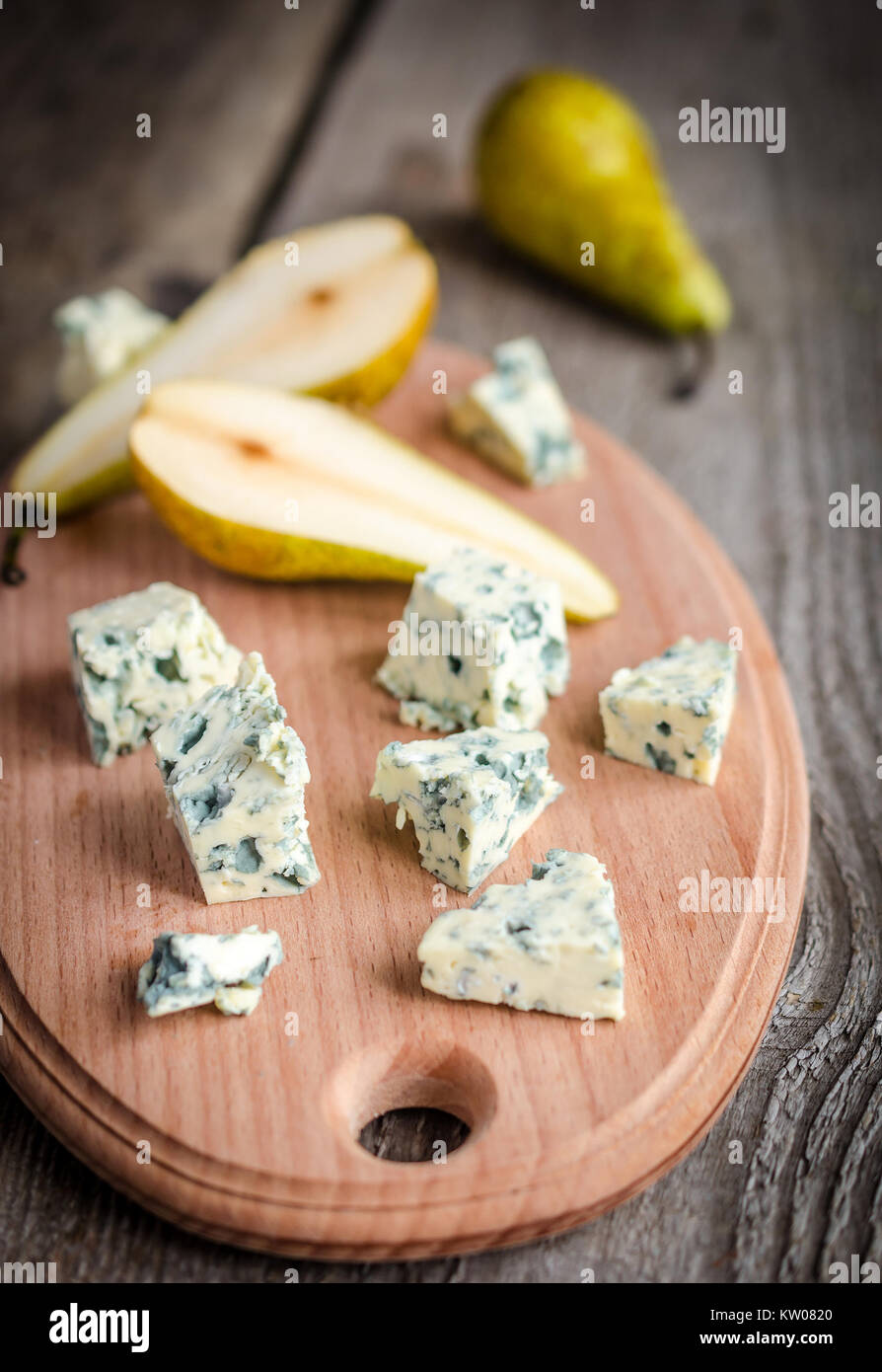blue cheese with pears Stock Photo - Alamy