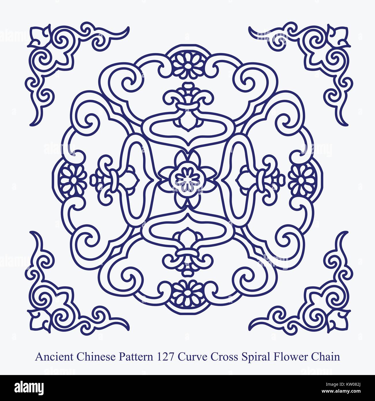 Ancient Chinese Pattern of Curve Cross Spiral Flower Chain Stock Vector ...