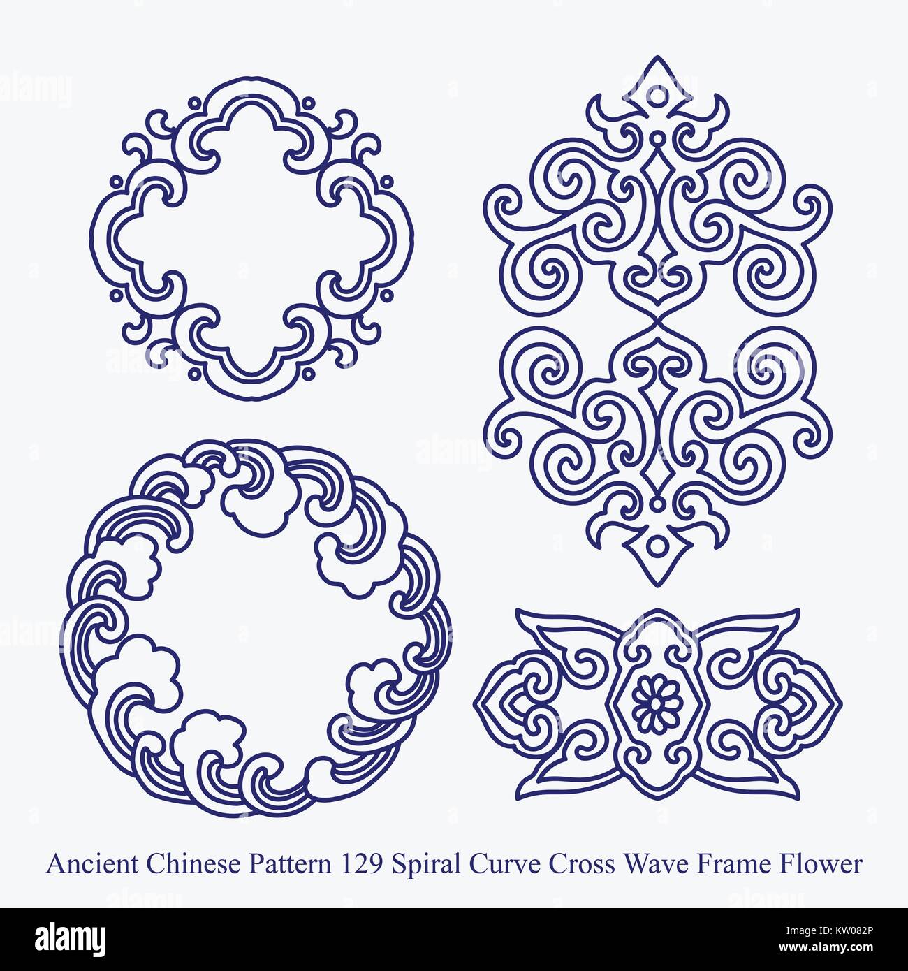Ancient Chinese Pattern of Spiral Curve Cross Wave Frame Flower Stock ...