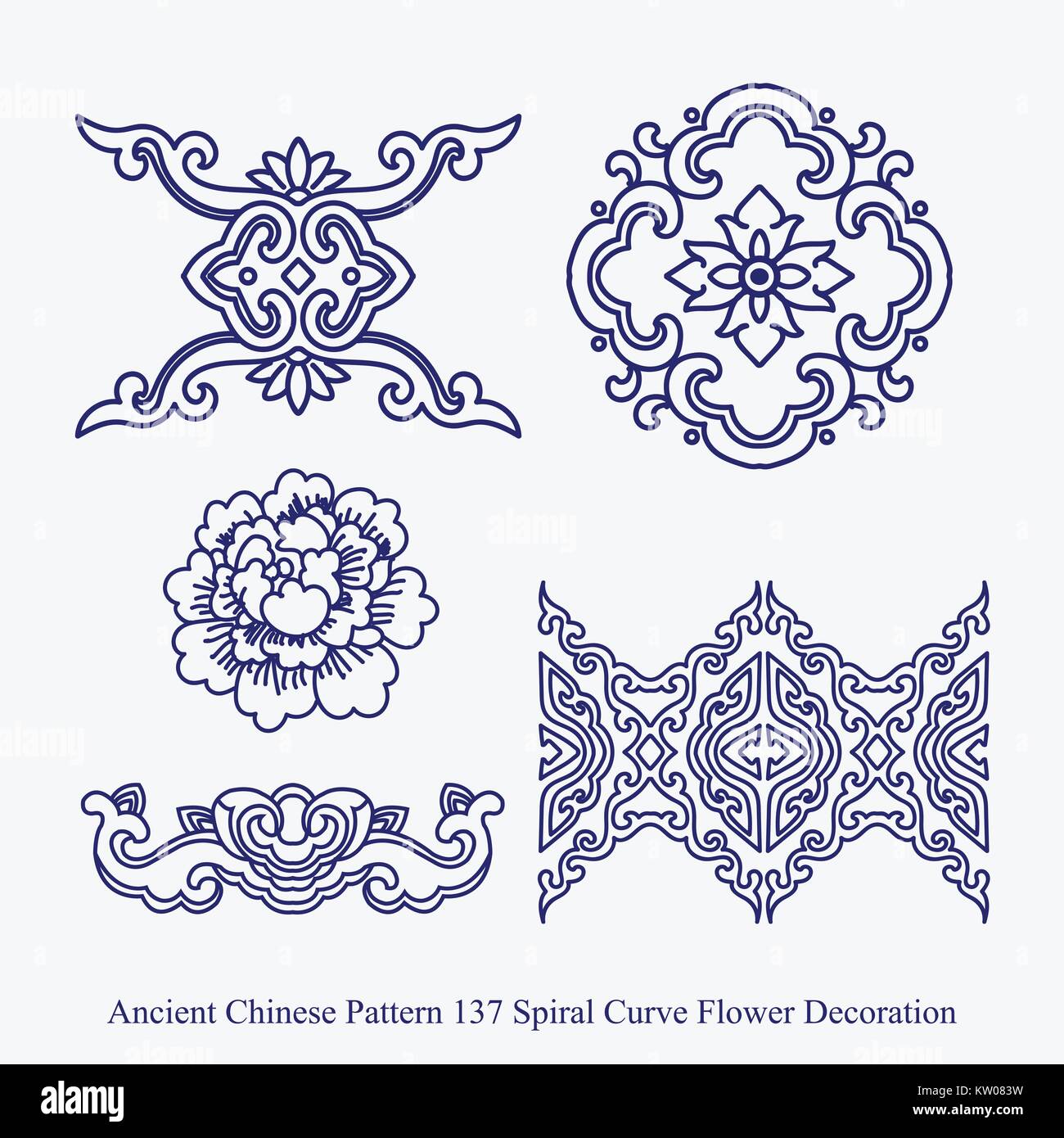 Ancient Chinese Pattern of Spiral Curve Flower Decoration Stock Vector ...