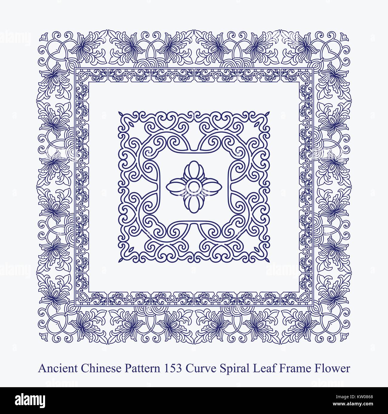 Ancient Chinese Pattern of Curve Spiral Leaf Frame Flower Stock Vector ...