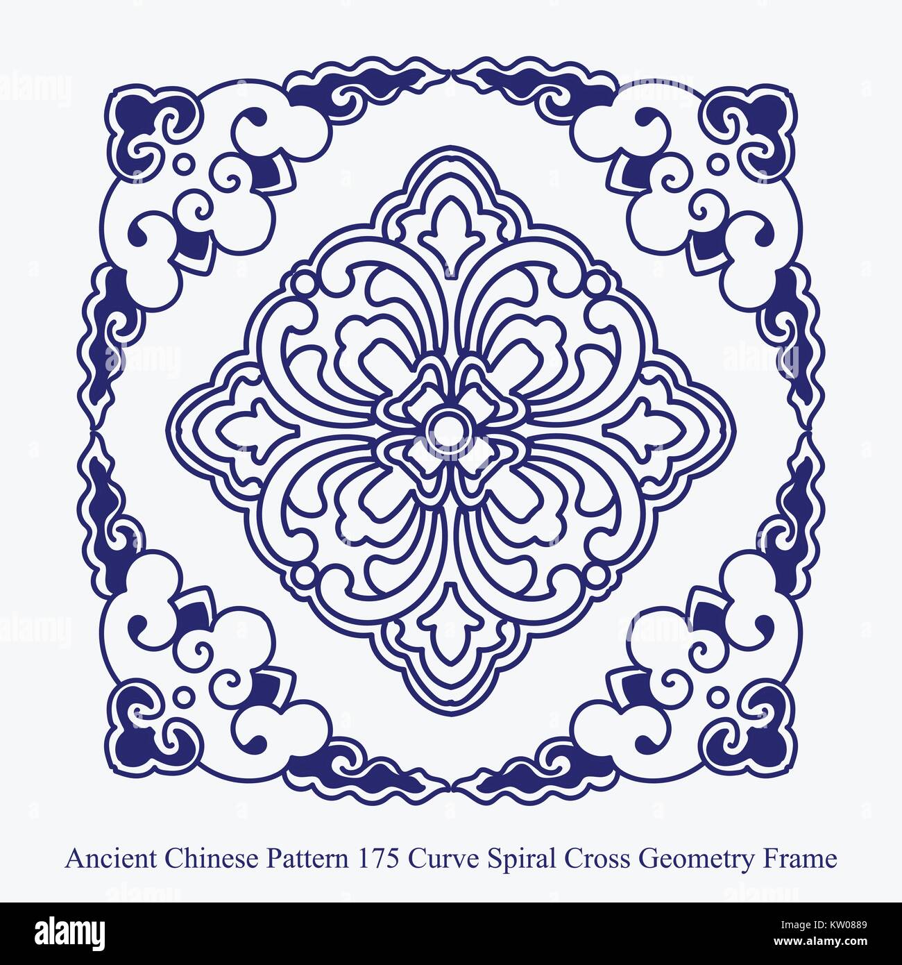 Ancient Chinese Pattern of Curve Spiral Cross Geometry Frame Stock ...