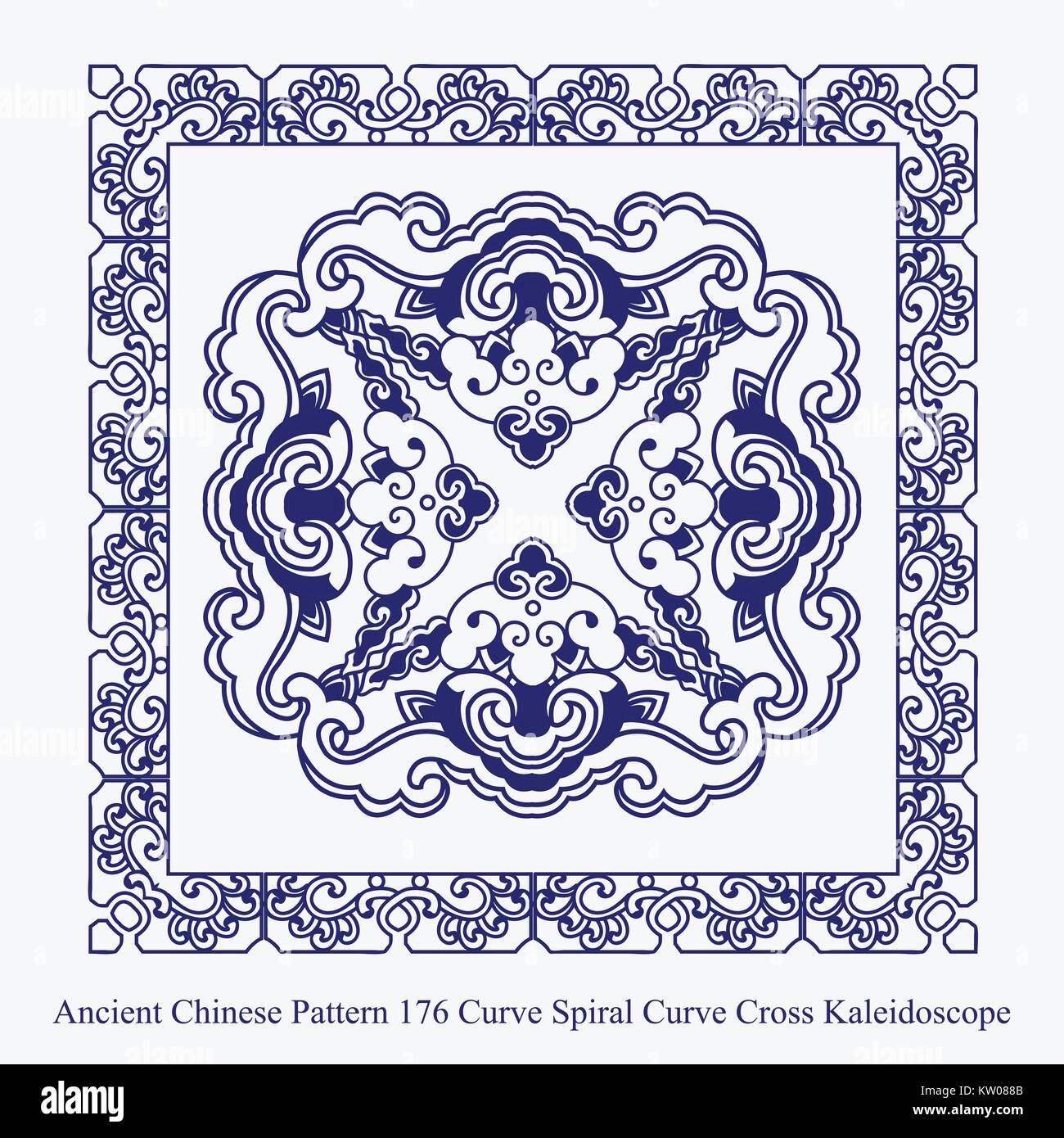 Ancient Chinese Pattern of Curve Spiral Curve Cross Kaleidoscope Stock ...